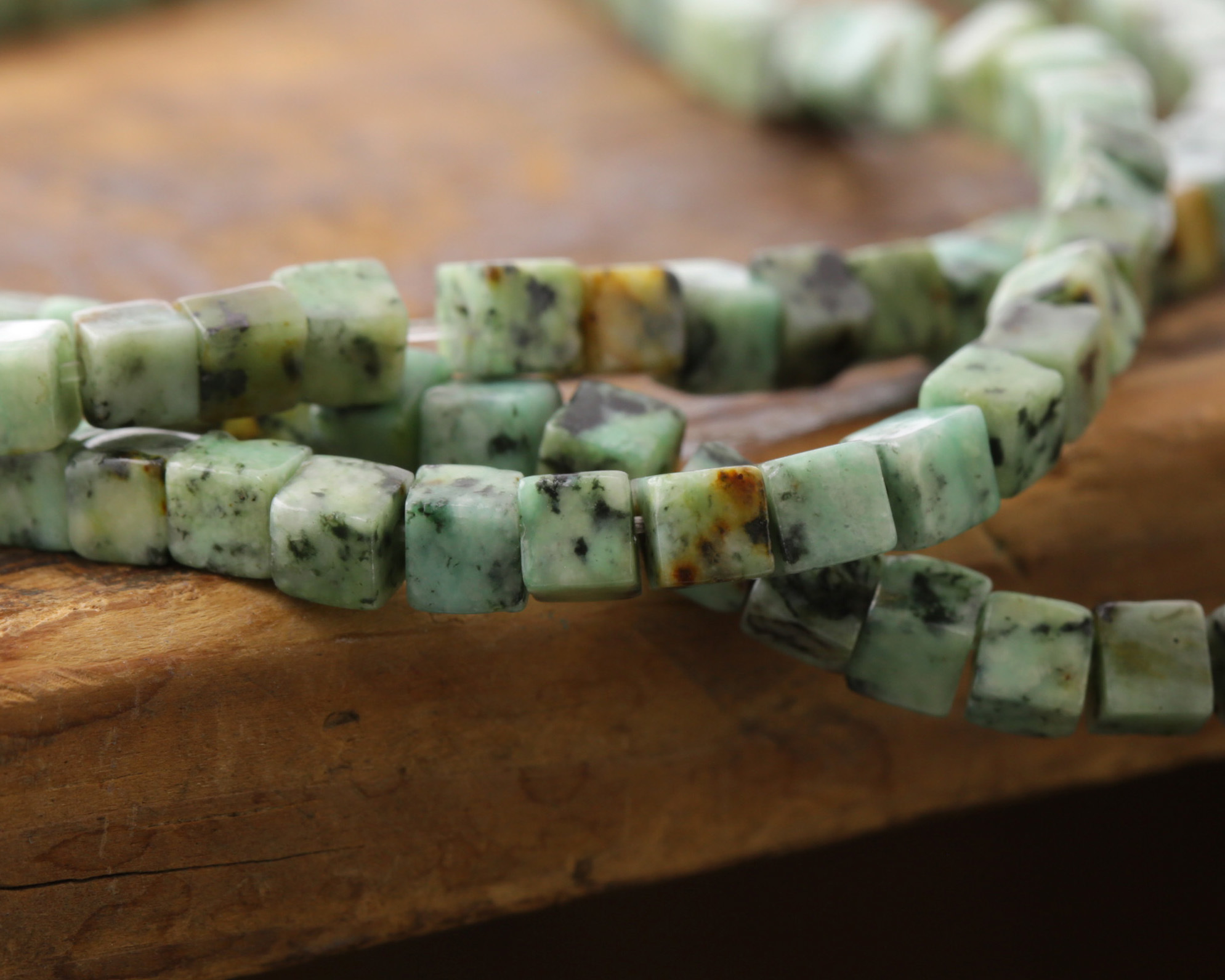 African Turquoise Irregular Cube 4mm Beads
