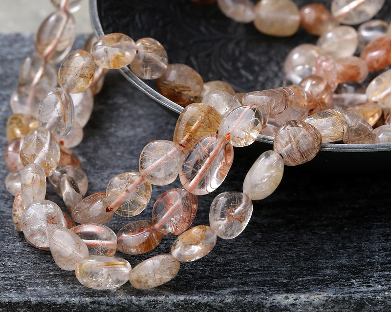 Copper Rutilated Quartz Tumbled Nugget 7-11mm
