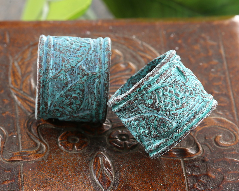 Mykonos Copper (plated) Patina Large Hole Fish Barrel 20x22mm