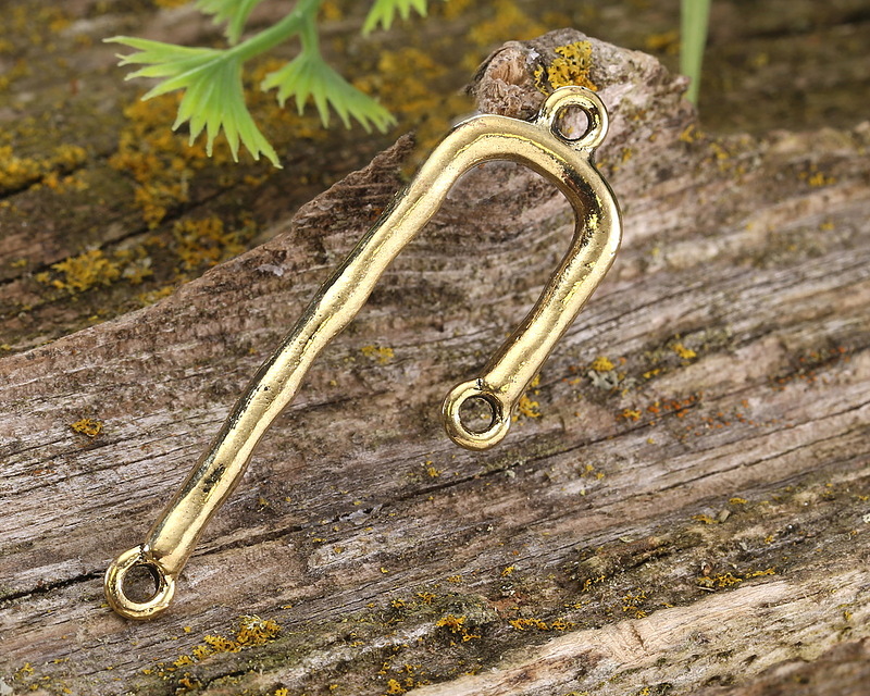 Antique Gold (plated) Staggered Abstract Focal w/ Loops 15x46mm