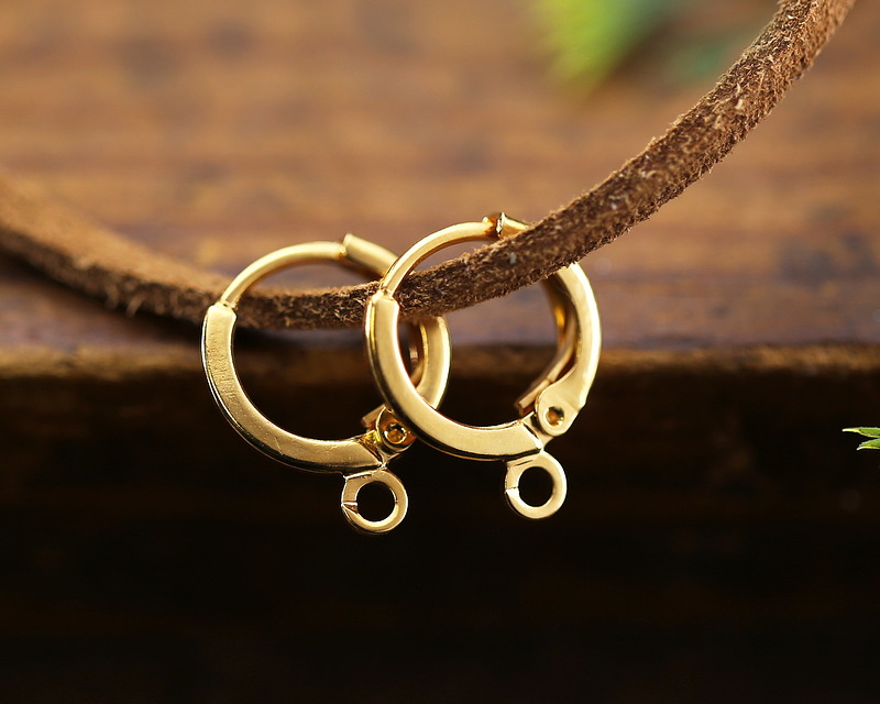 Gold (plated) Round Hinged Earwire w/ Loop 11mm