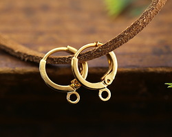 Gold (plated) Round Hinged Earwire w/ Loop 11mm