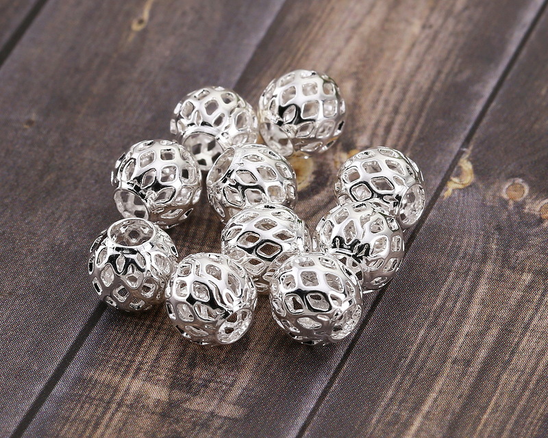 Silver (plated) Large Hole Lattice Filigree Round 8mm - Lima Beads
