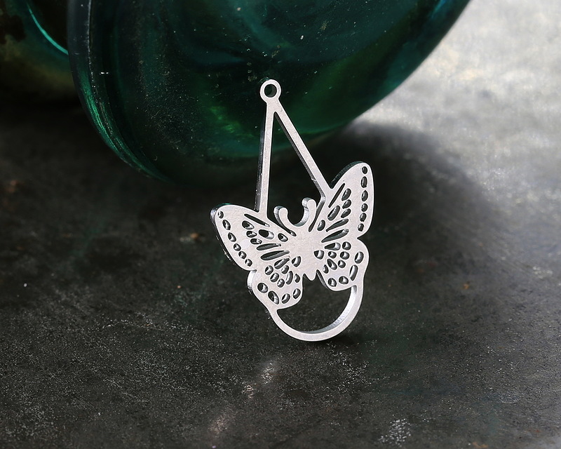 Stainless Steel Butterfly Drop Focal 14x22mm