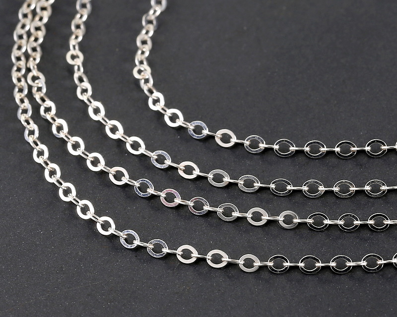Sterling Silver Tiny Flattened Cable Chain