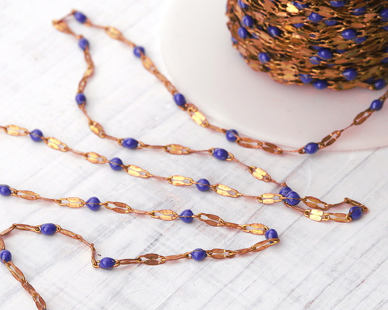 Zola Elements Cobalt Pressed Drawn Cable Brass Chain