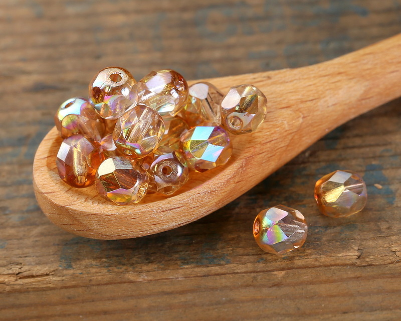 Czech Glass Crystal Sand AB Luster Fire Polished Round 6mm