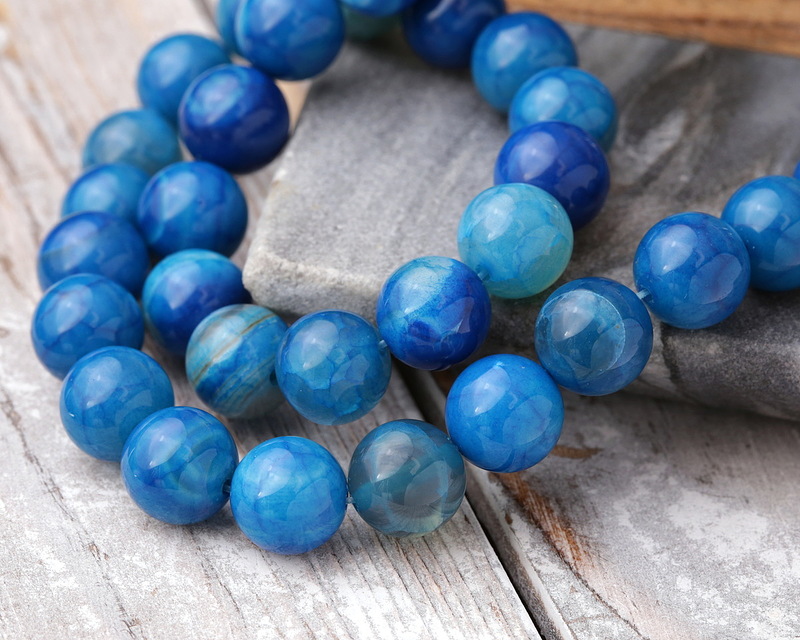 Aqua Blue Line Agate Round 10mm
