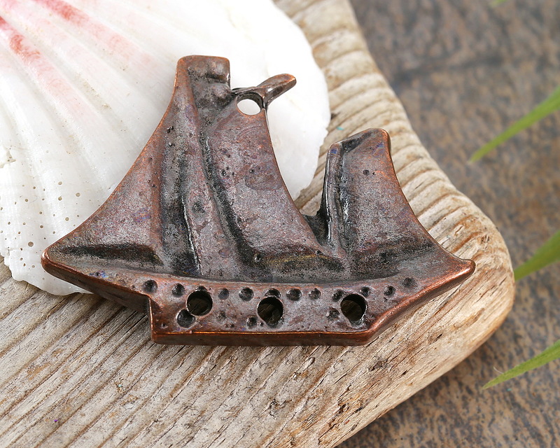 Mykonos Antique Copper (plated) Sailboat 50x40mm