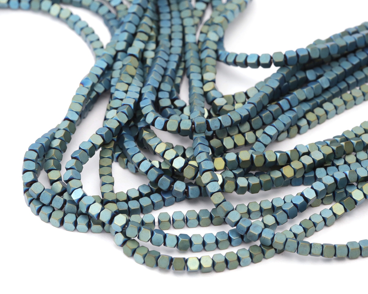 Metallic Waters Hematite (matte) Hexcut Cube 3x3mm