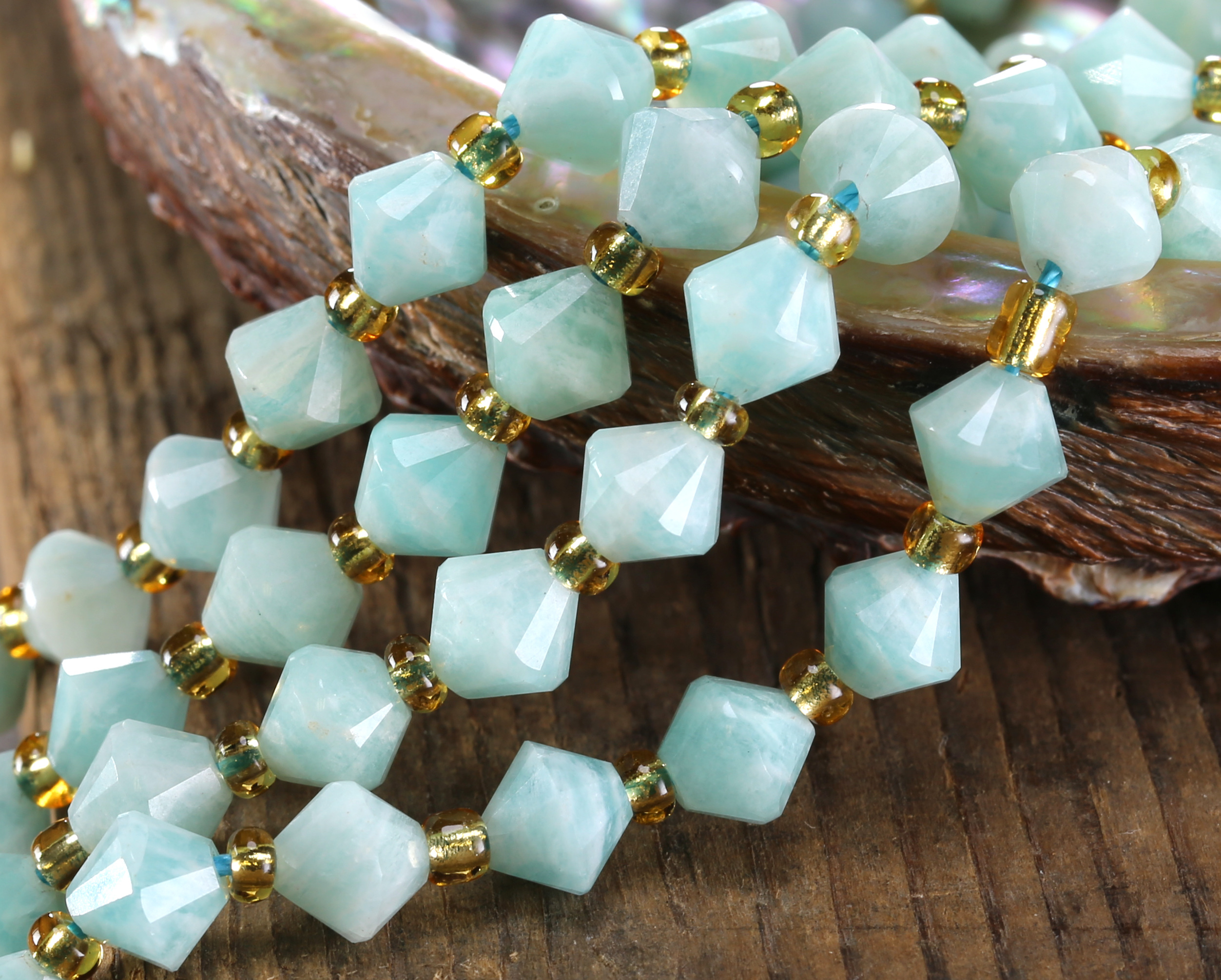 Brazilian Amazonite Faceted Bicone 6mm