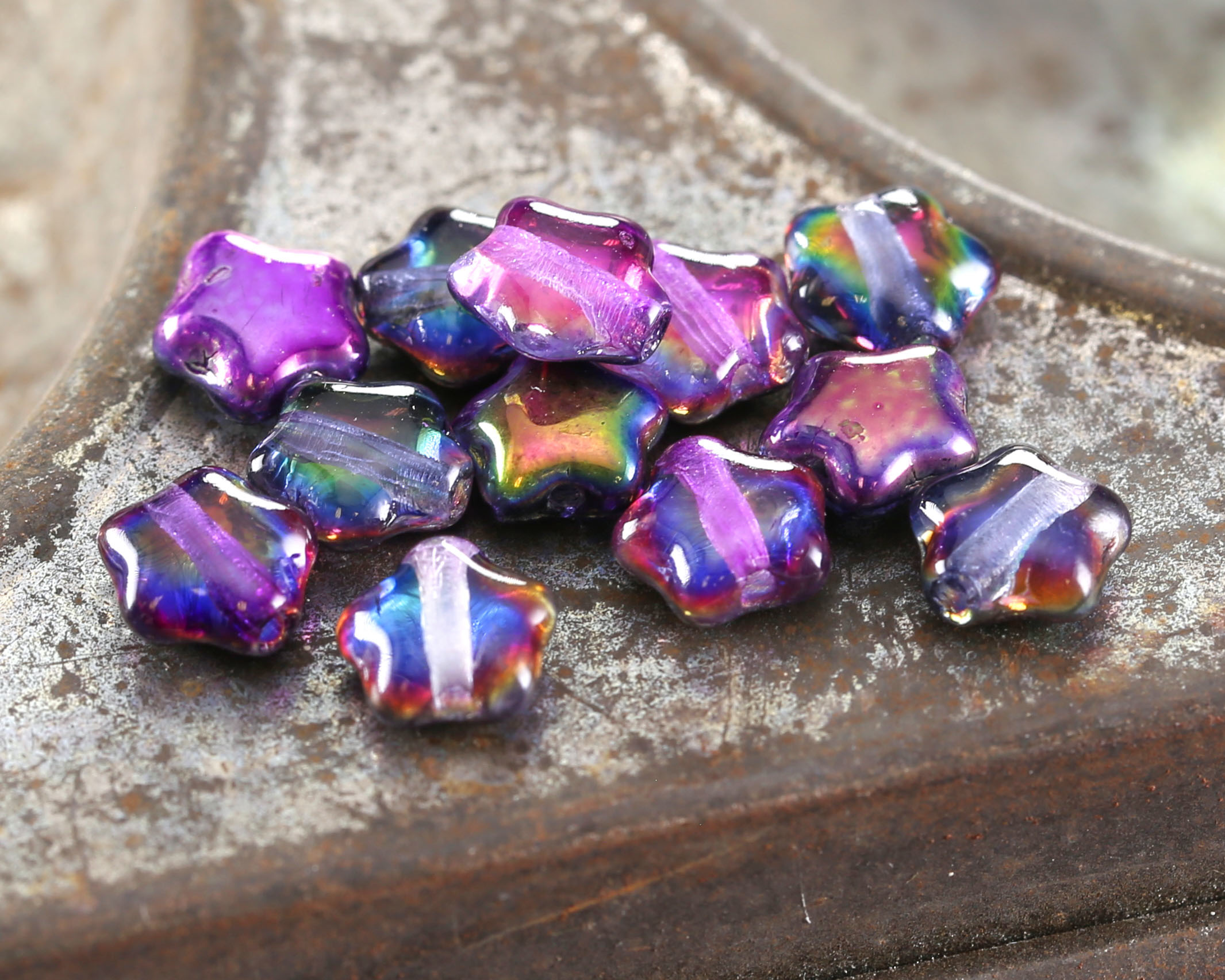 Czech Glass Metallic Galaxy Star 6mm