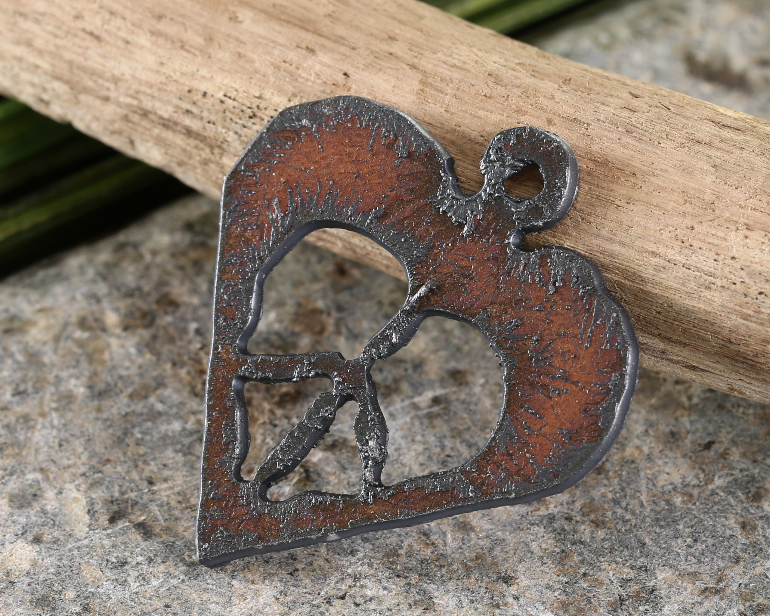 Universal Ironworks Rusted Iron Peace Sign Heart Focal 44x40mm