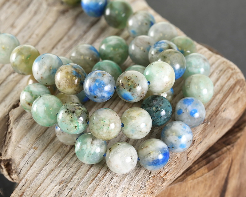 Chrysocolla Azurite in Quartz Round 8mm Beads