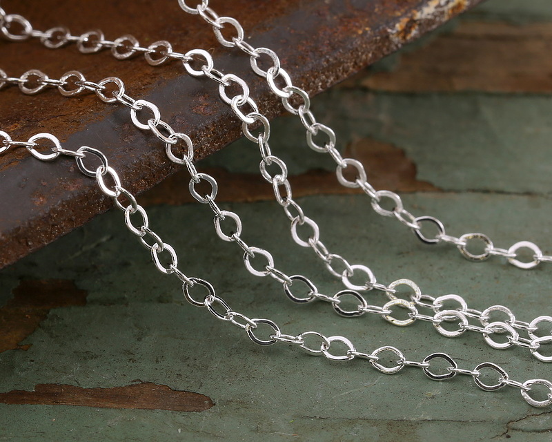 Silver (plated) Tiny Flat Oval Chain, 25ft Spool