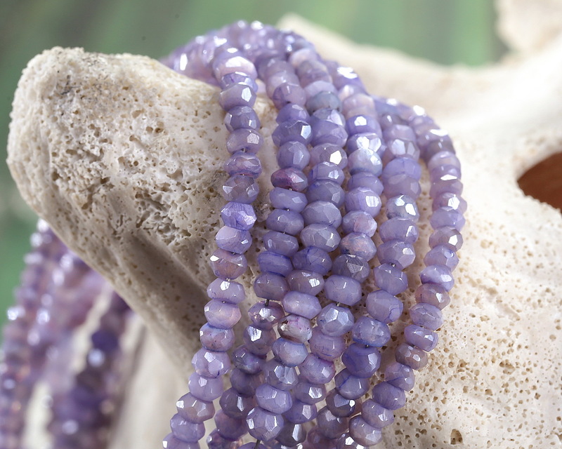 Purple Moonstone Graduated Faceted Rondelle 3mm-4mm