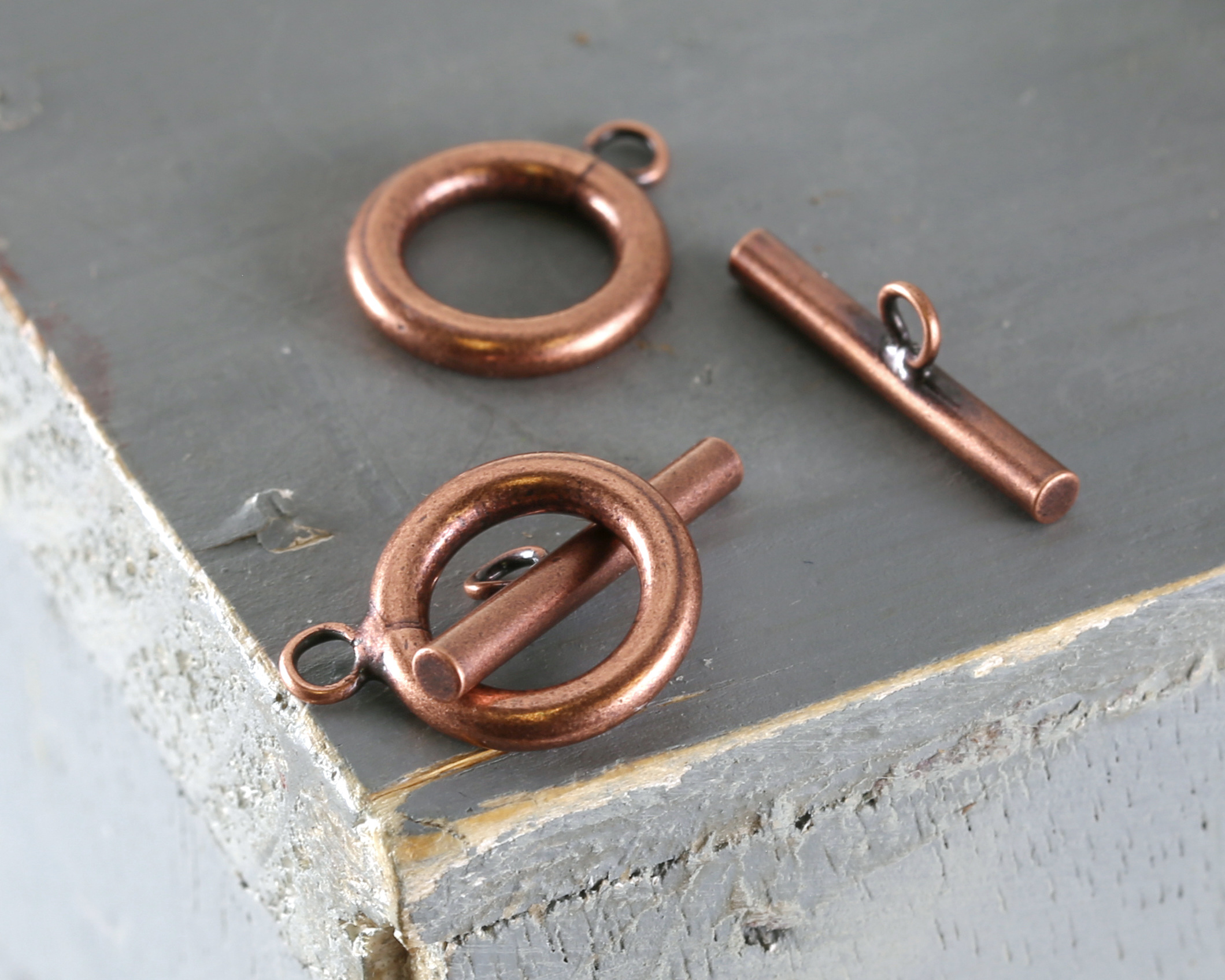 Antique Copper (plated) Toggle Clasp 14x11mm, 16mm Bar
