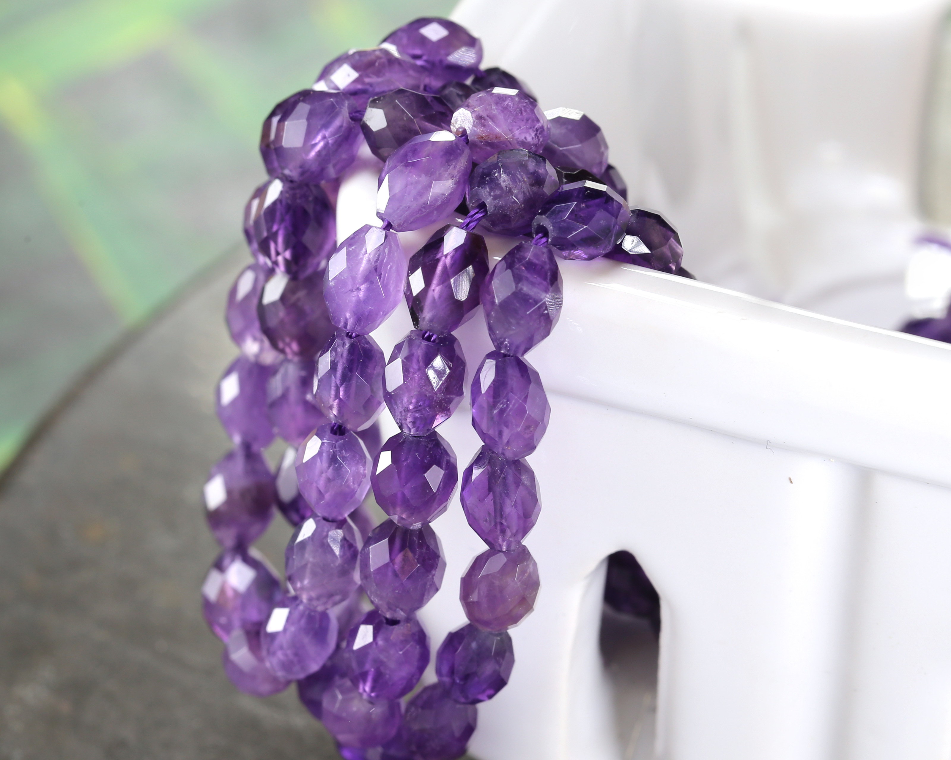 Amethyst Faceted Rice 7-8x6mm