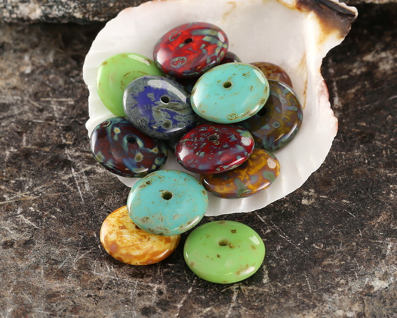 Czech Glass Opaque Picasso Mix Disc 12mm