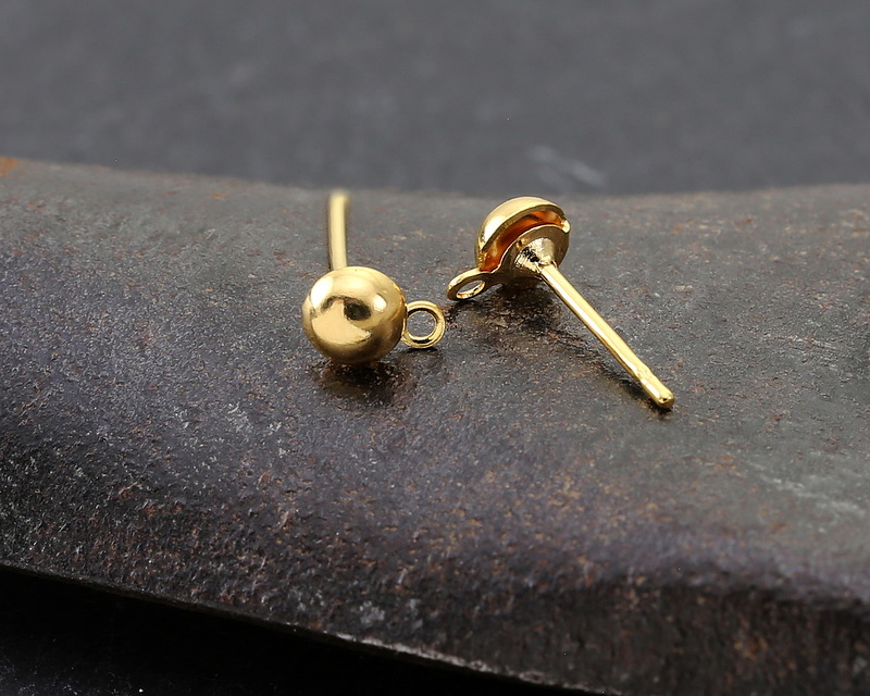Gold (plated) Hemisphere w/ Loop Post Earring 4mm