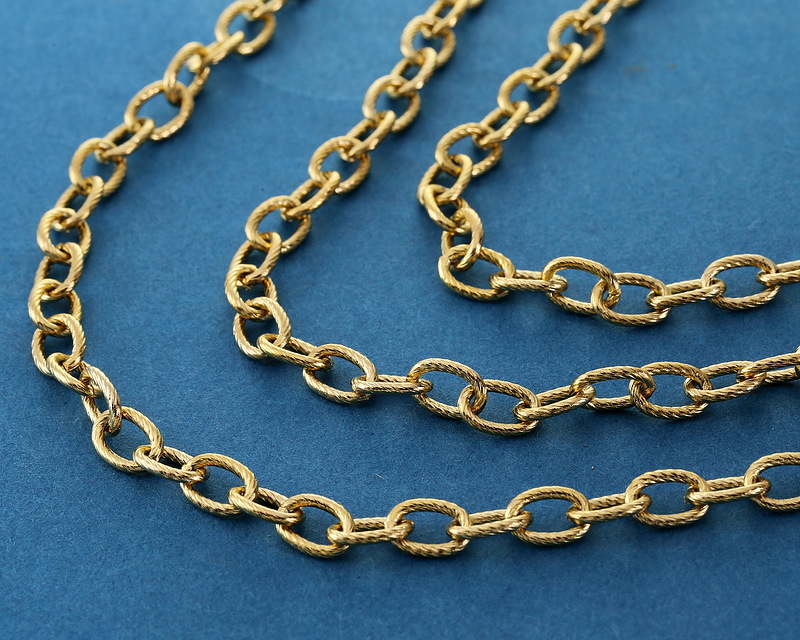 18K Gold (plated) Stainless Steel Textured Small Oval Cable Chain