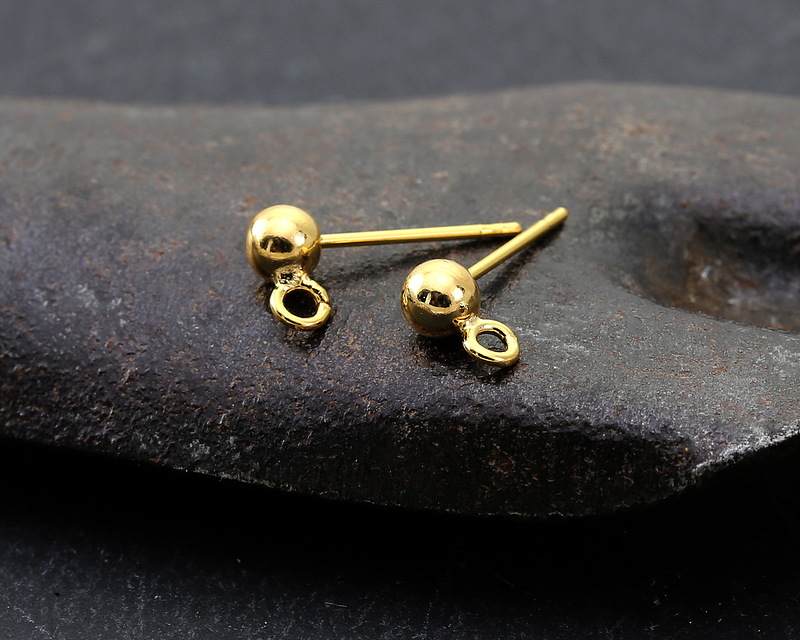 Gold (plated) Ball w/ Loop Post Earring 4mm