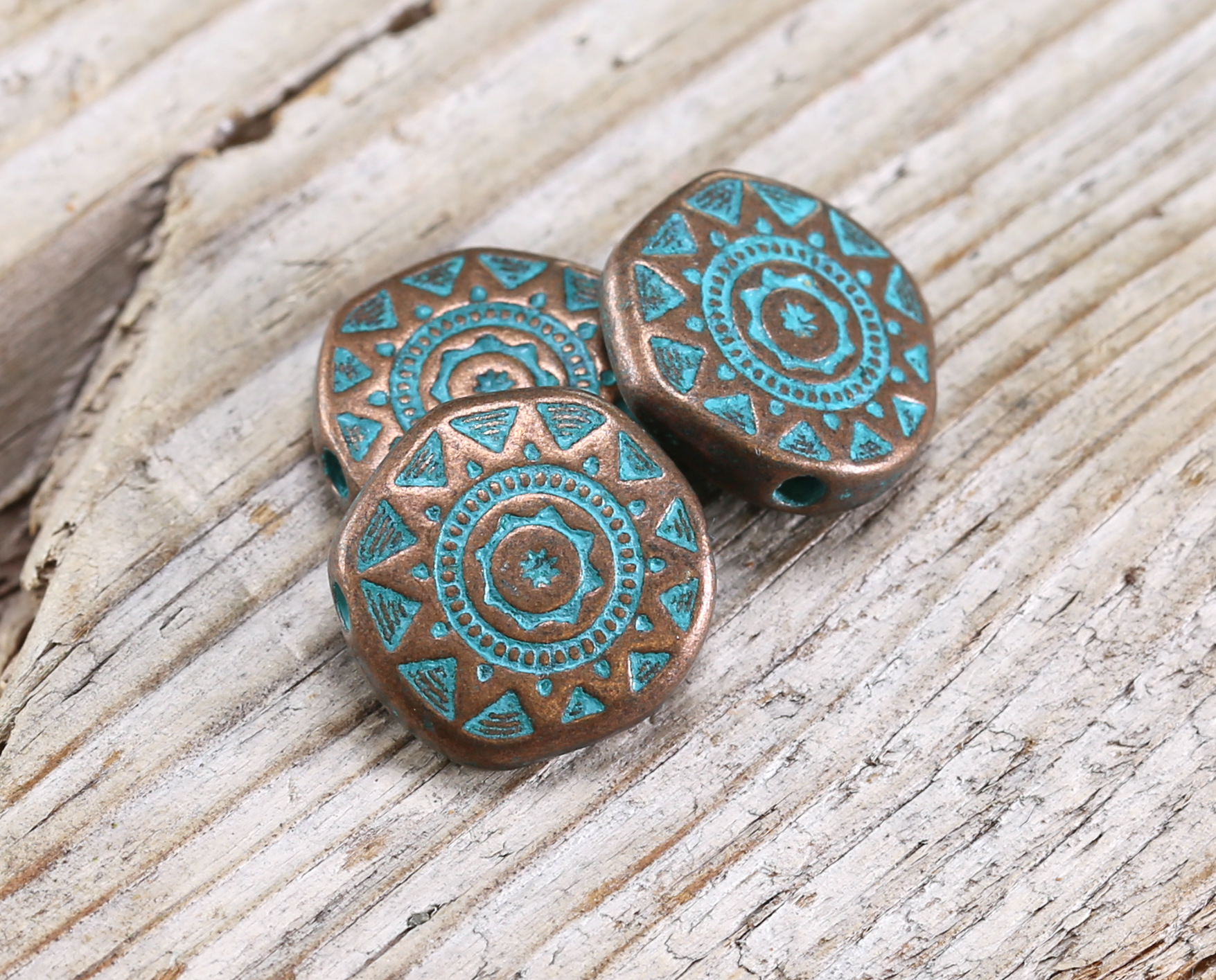 Patina Blue Copper (plated) Suntastic Abstract Coin 13mm