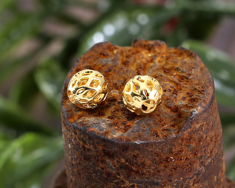 Gold (plated) Large Hole Lattice Filigree Round 6mm