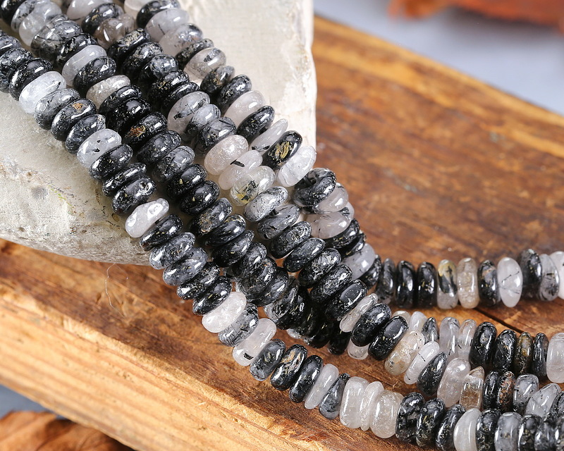 Tourmalinated Quartz Spacer Rondelle 2x6mm