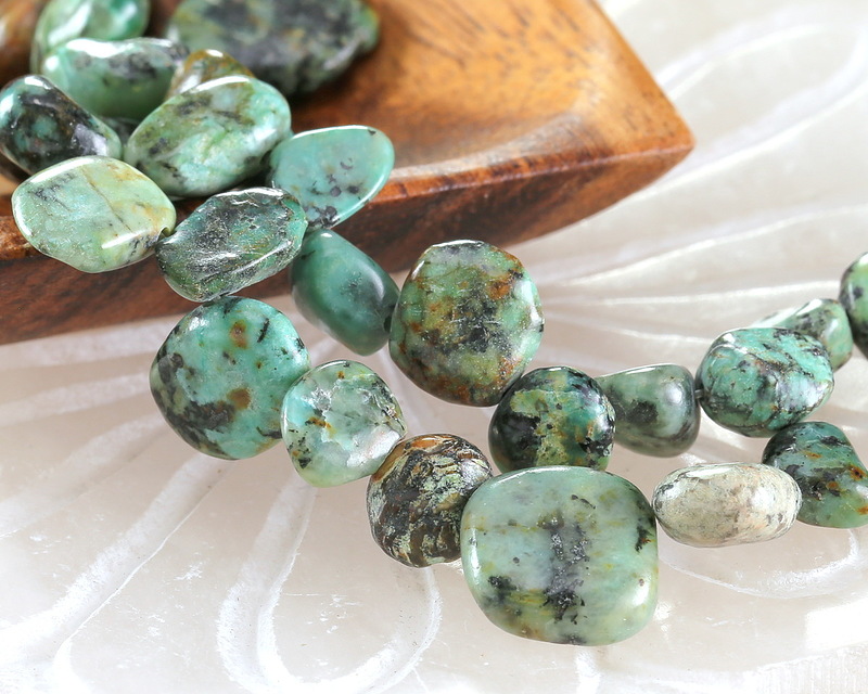 African Turquoise (A) Pebble Drop 6-9x8-14mm Beads
