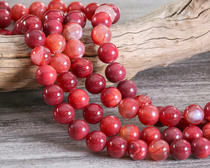 Cherry Red Fire Agate Round 8mm