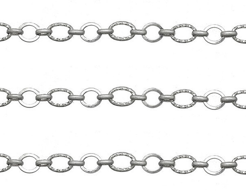 Antique Silver (plated) Linked Flat & Twisted Cable Chain