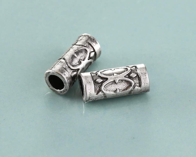 Antique Silver (plated) Spiked Ovals Tube (large hole) 13.5x5.5mm