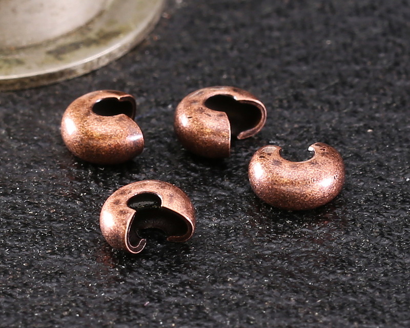 Antique Copper (plated) Crimp Cover 4mm