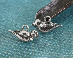 Green Girl Pewter Tiny Bird Charm 17x9mm