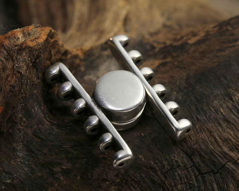 Cymbal Ateni VI Antique Silver (plated) Magnetic Clasp for SuperDuo 17x15mm