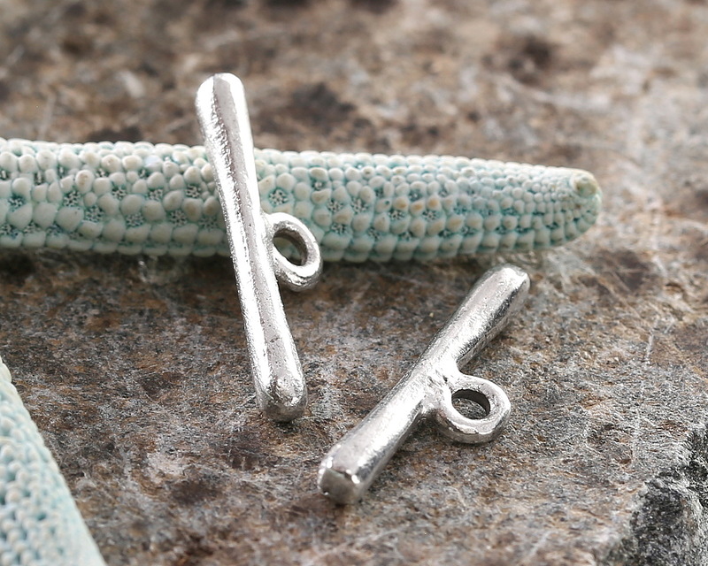 Nunn Design Antique Silver (plated) Small Organic Toggle Bar 20.6x6.2mm
