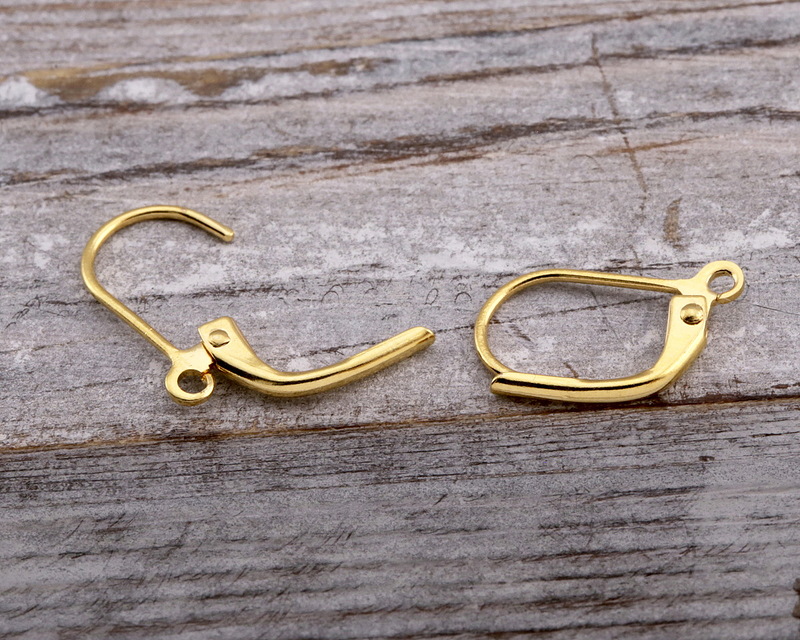 Gold (plated) Leverback Earring w/ Open Loop 10x15mm (50 pieces)