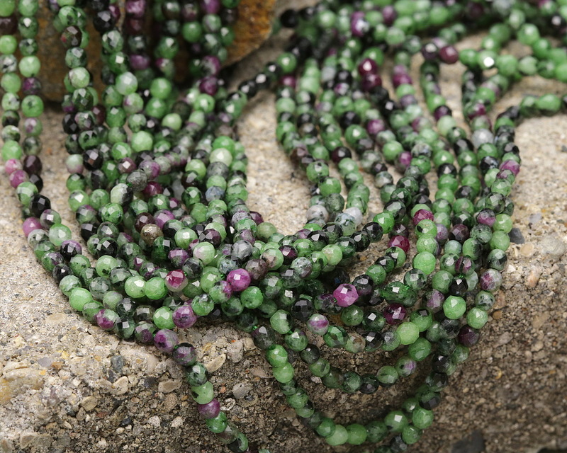 Ruby Zoisite Diamond Cut Faceted Round 3mm