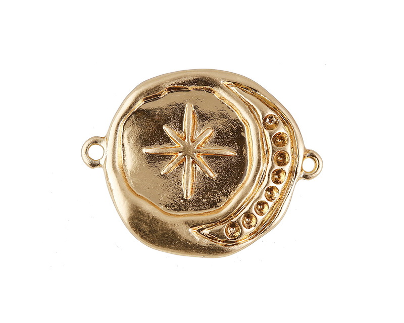 Zola Elements Matte Gold Finish Moon & Star Link 23x18mm