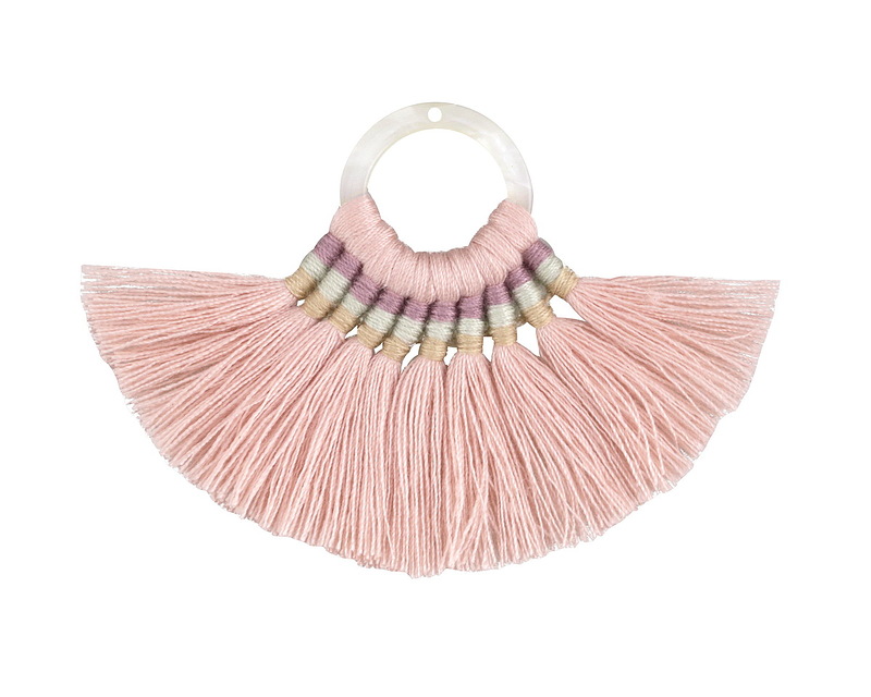 Seashell Fanned Tassel on Pearl Acetate Ring 70x45mm