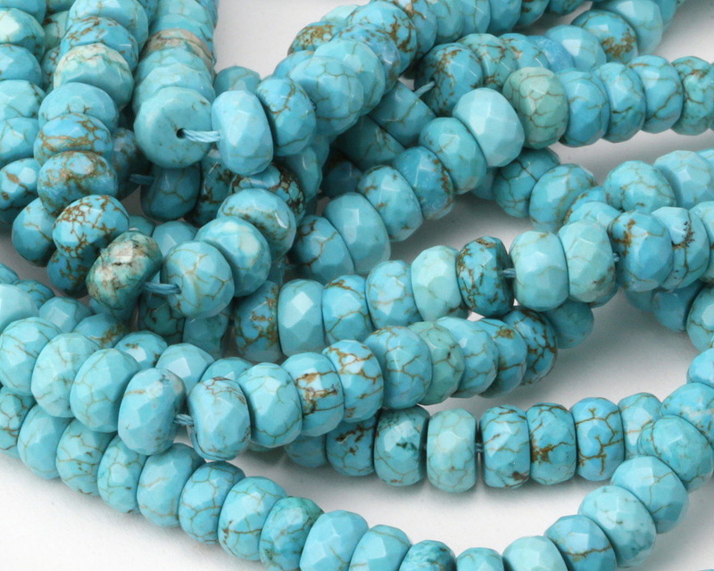 Blue Magnesite Faceted Rondelle 5x8mm