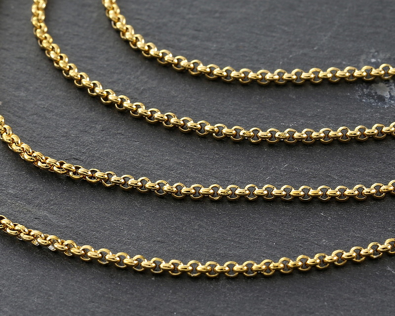 18K Gold (plated) Stainless Steel Small Rollo Chain, 25ft Spool
