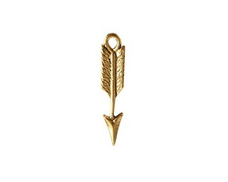 Nunn Design Antique Gold (plated) Mini Feather Arrow Charm 22x5mm