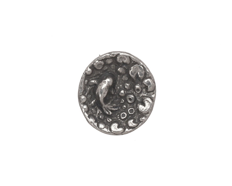 Green Girl Pewter Goldfish in a Pond Button 16mm