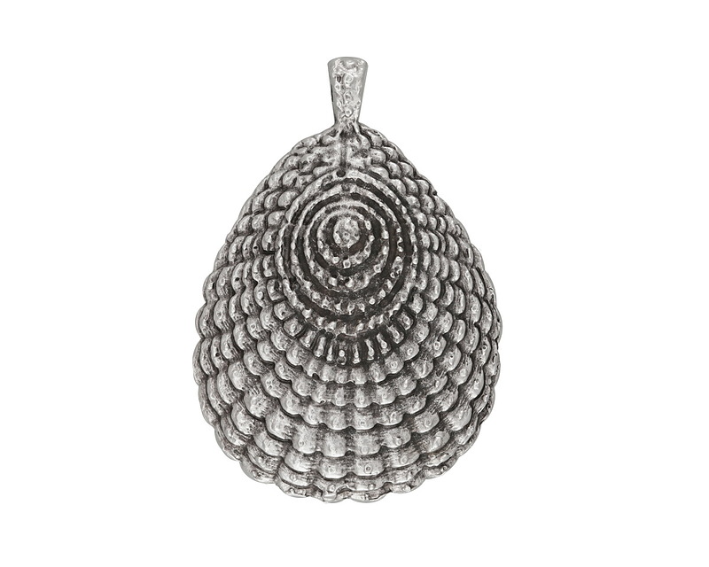 Mykonos Antique Silver (plated) Fancy Shell Pendant 42x61mm