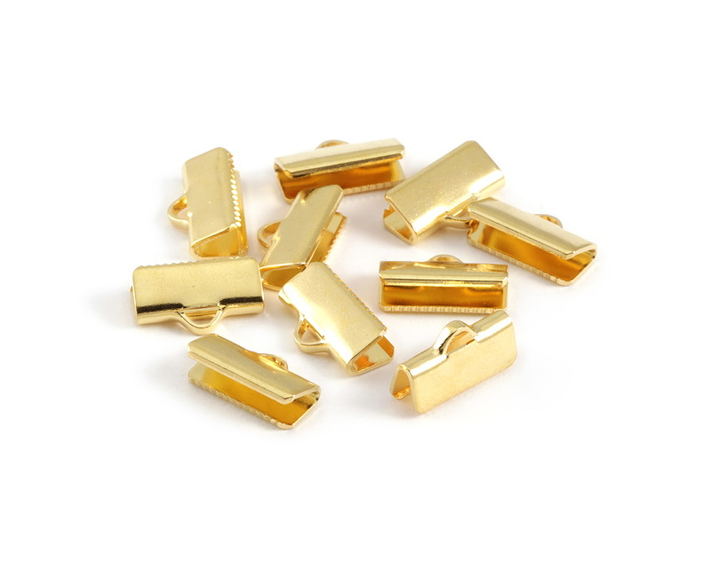 Gold (plated) Smooth Ribbon Crimp End 13mm