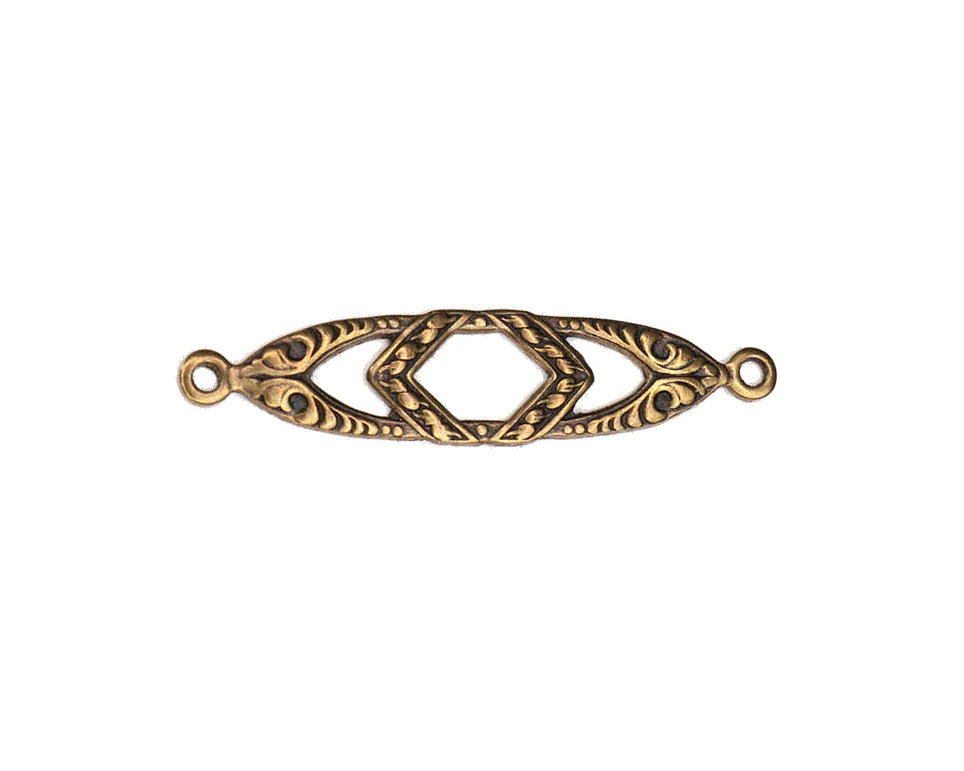 Vintaj Natural Brass Deco Window 2-Hole Connector 6x28mm