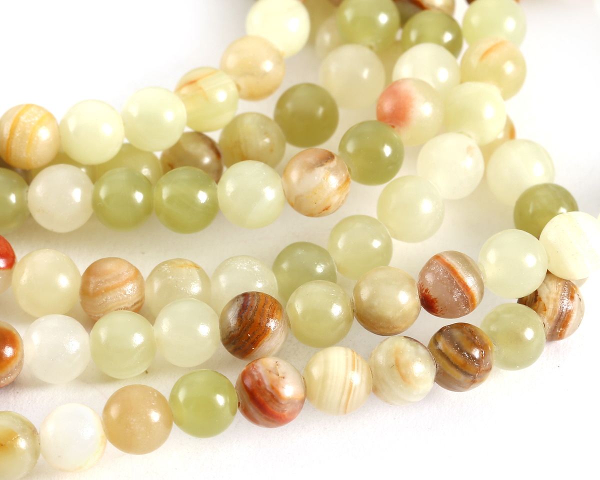 Green Banded Calcite Round 6mm