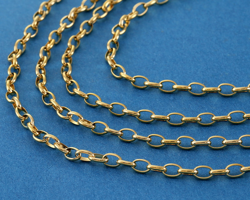 18K Gold (plated) Stainless Steel Medium Cable Chain, 25ft Spool